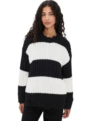DENIMIST Oversized Striped Ribbed Sweater