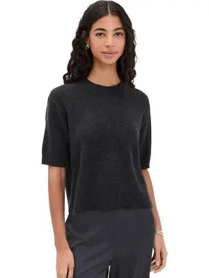 Theory Cashmere Crop Tee - Dark Charcoal