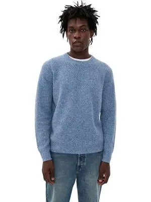 ALEX MILL Jordan Sweater In Washed Cashmere - Marled Stonewash