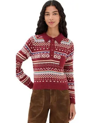 Alix Of Bohemia Liza Mesa Fair Isle Top - Red