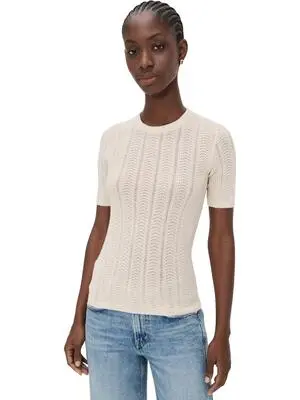 Rag & Bone Francesca Merino Short Sleeve Sweater - Oatmeal