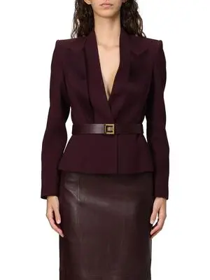 Elisabetta Franchi Belted Jacket - Burgundy