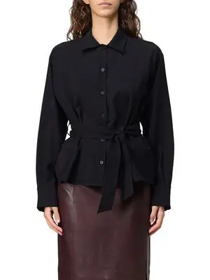ALYSI Button-down Shirt With Tie Detail - Black