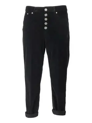 DONDUP Corduroy Trousers With Button Detailing - Black