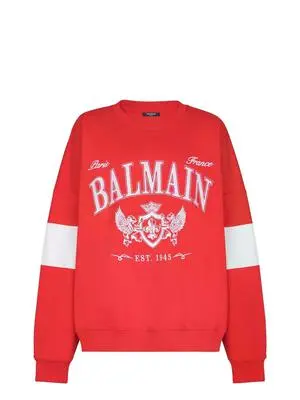 Balmain Logo-print Cotton Sweatshirt - Red