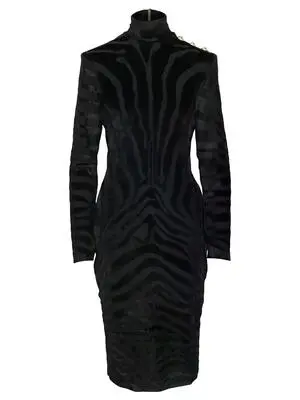 Balmain Zebra-pattern Midi Dress - Black