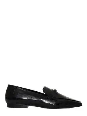 ANINE BING Freya Crocodile-embossed Loafers - Black