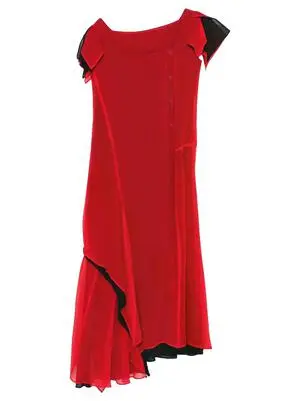 Yohji Yamamoto Square-neck Draped Dress - Red