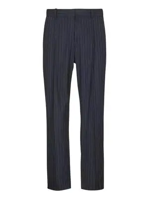 Balmain Pinstripe Pleated Trousers - Blue