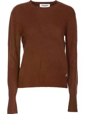 Patrizia Pepe Logo-embellished Crew-neck Sweater - Brown
