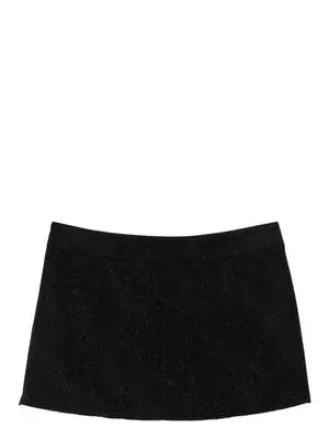 ELEH Glitter-trimmed Cotton Skirt - Black