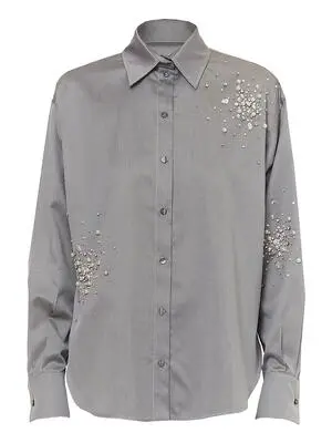 DES_PHEMMES Hand-embroidered Asymmetric Cotton Shirt - Grey