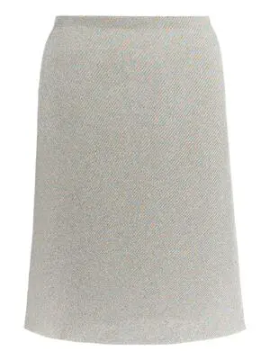 Miu Miu Lamé Ribbed-knit Midi Skirt - Metallic