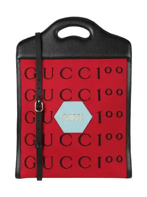 Gucci Aria 100th Anniversary Embroidered Tote - Red