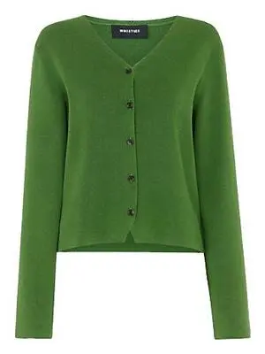 Whistles V-neck Cotton-blend Cardigan - Green