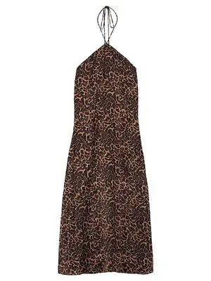 The Kooples Printed Open-back Woven Maxi Dress - Leopard