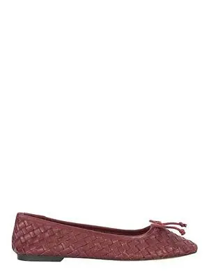 DUNE Heat Woven Leather Ballet Flats - Burgundy Leather