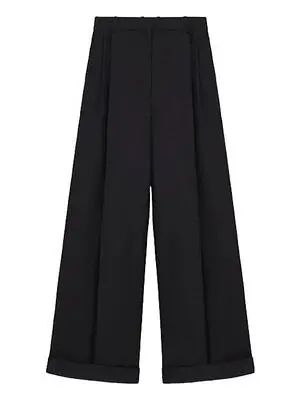 Loewe Wide-leg High-rise Wool-blend Trousers - Black