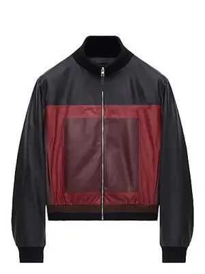 Loewe Cropped Leather Jacket - Black/burgundy
