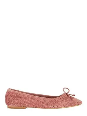 DUNE Heat Woven Leather Ballet Flats - Pink Suede