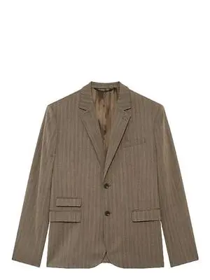 The Kooples Notched-lapel Regular-fit Striped Wool Jacket - Light Brown