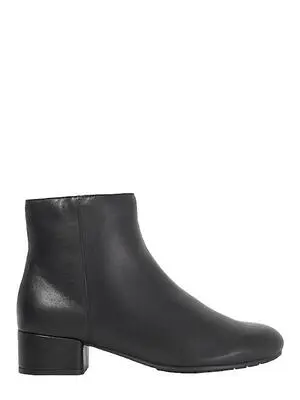 DUNE Leather Heeled Ankle Boots - Black Plain Leather