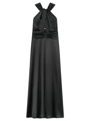 The Kooples Draped Woven Maxi Dress - Black