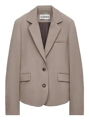 Loewe Tailored Ruched-back Wool-blend Jacket - Beige Melange