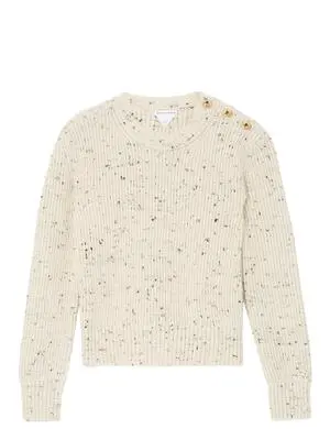 Bottega Veneta Button-detailed Ribbed Wool-blend Sweater - White