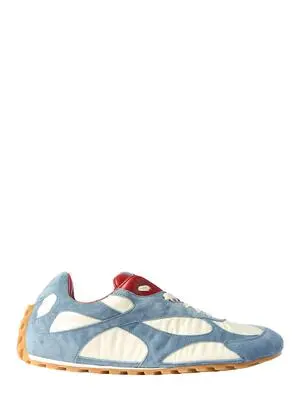Bottega Veneta Orbit Flash Leather-Trimmed Sneakers White