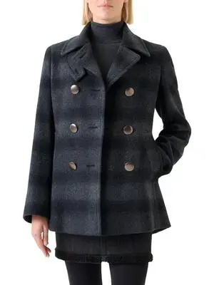 Akris Blurred Check Wool-blend Peacoat - Charcoal-black