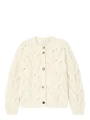 Bottega Veneta Cropped Cable-knit Wool Cardigan - Cream