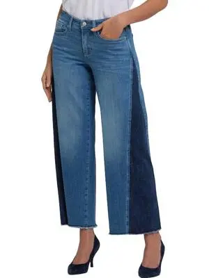 NYDJ Teresa Contrast Panel Wide Leg Jeans - Avenue Blue