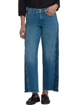 NYDJ Teresa Contrast Panel Wide Leg Jeans - Leopard Crest