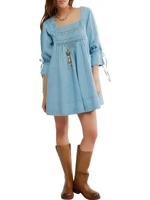 Free People Sonora Chambray Mini Dress - Cornflower