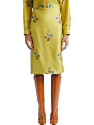 Marni Tulip Print Pleated Midi Skirt - Citronelle