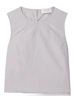 LA LIGNE Cosette Silk-organza Trimmed Shell Tank - Gray