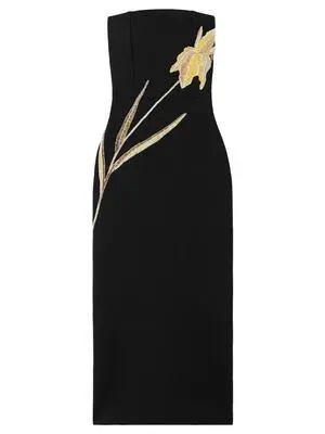 Staud Strapless Bead-embellished Jersey Midi Dress - Black