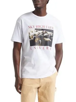 SKY HIGH FARM WORKWEAR Gender Inclusive Sheep Regenerative Cotton Graphic T-shirt - White