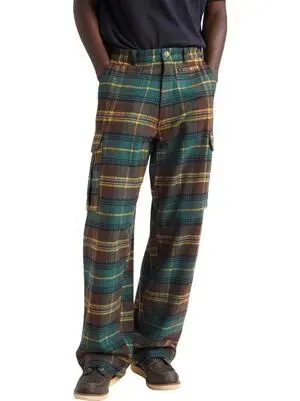 SKY HIGH FARM WORKWEAR Plaid Flannel Cargo Pants - Yellow