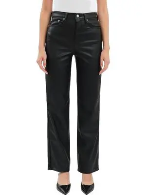 DAZE High Waist Faux Leather Straight Leg Pants - Cinematic