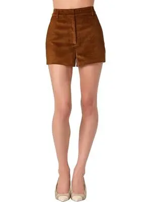 Astr The Label High Waisted Corduroy Shorts - Nutmeg
