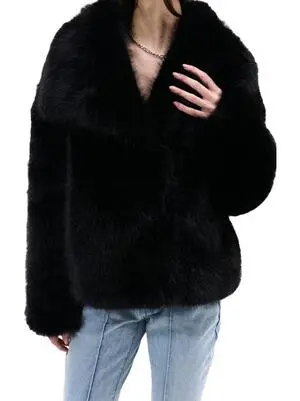 AZALEA WANG Regina Faux-fur Jacket - Black