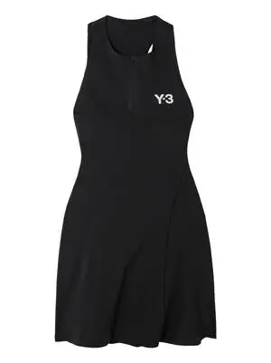 Adidas Originals By Alexander Wang Y-3 Layered Cutout Recycled Stretch-jersey Tennis Dress - Black