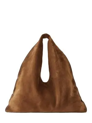 THE ROW Bindle Small Suede Shoulder Bag Brown