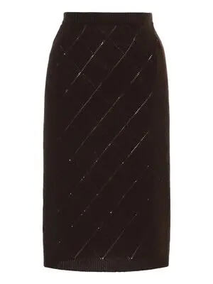 Prada Cashmere Midi Skirt - Brown