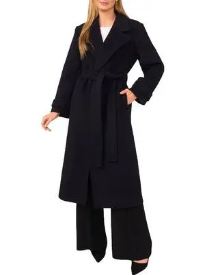 Ted Baker London Wool-blend Longline Wrap Coat - Rich Black