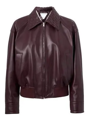 Bottega Veneta Intrecciato Leather Jacket - Red
