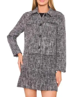 Halogen Boxy Tweed Jacket - Rich Black