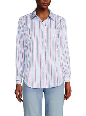 LANDS' END Cooling Button-front Shirt - Bermuda Blue Multi Stripe